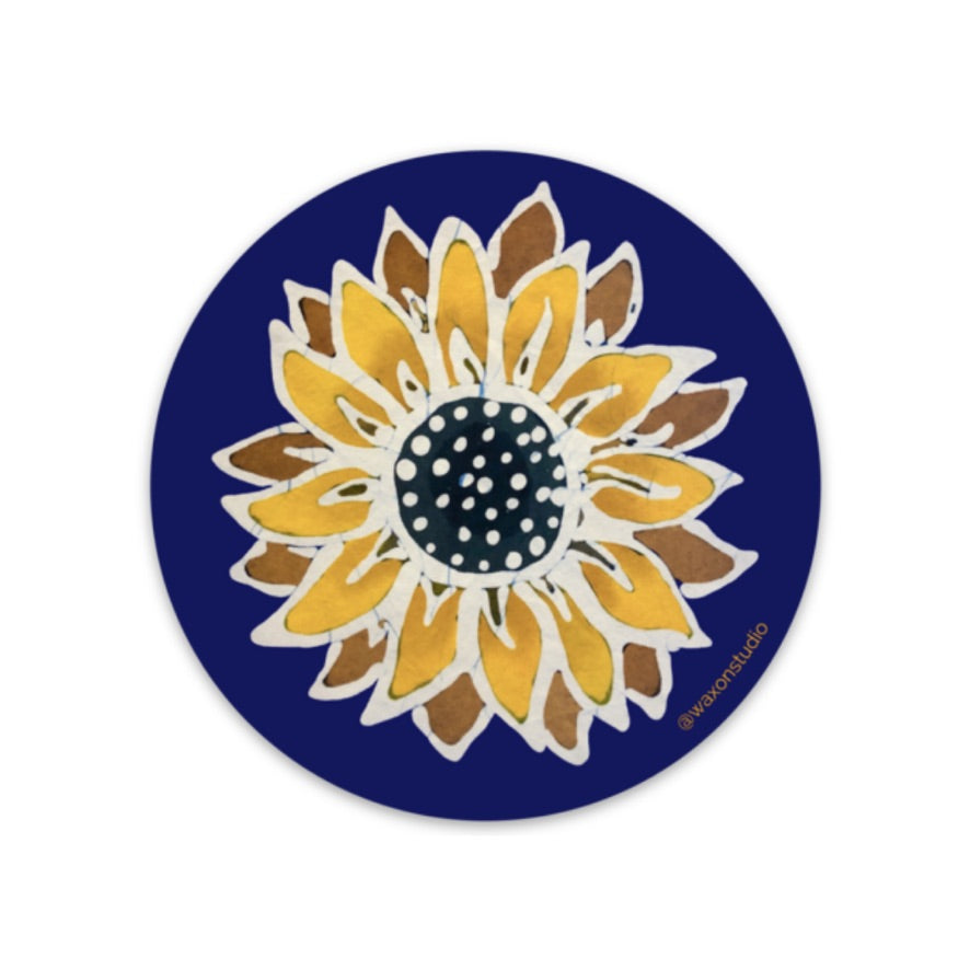 Sunflower Batik Round Sticker – WAXON Studio